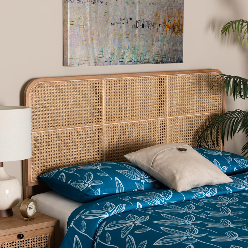 Boren Bayur Solid Wood and Natural Bamboo Headboard Beachcrest Home Color Natural Brown